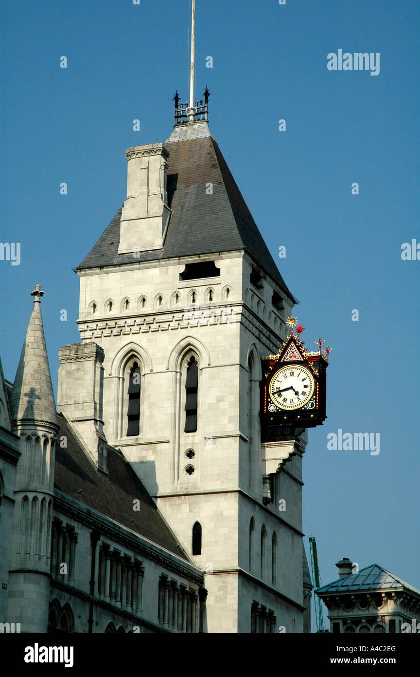 London Royal Courts of Justice clock tower Stock Photo - Alamy