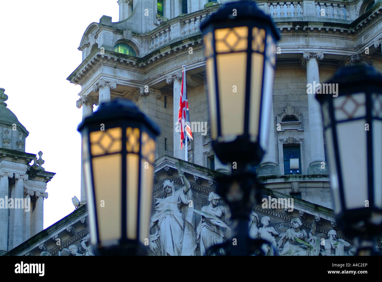 Street lights outside Belfast City Hall, Belfast, County Antrim ...