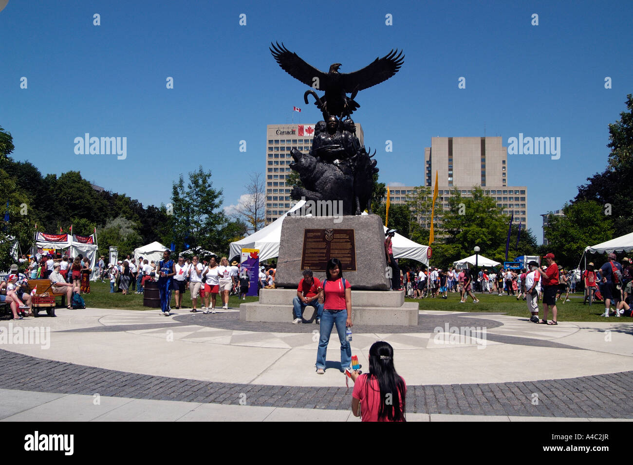 Girl posing in front of the Aboriginal Veterans Monument in ...