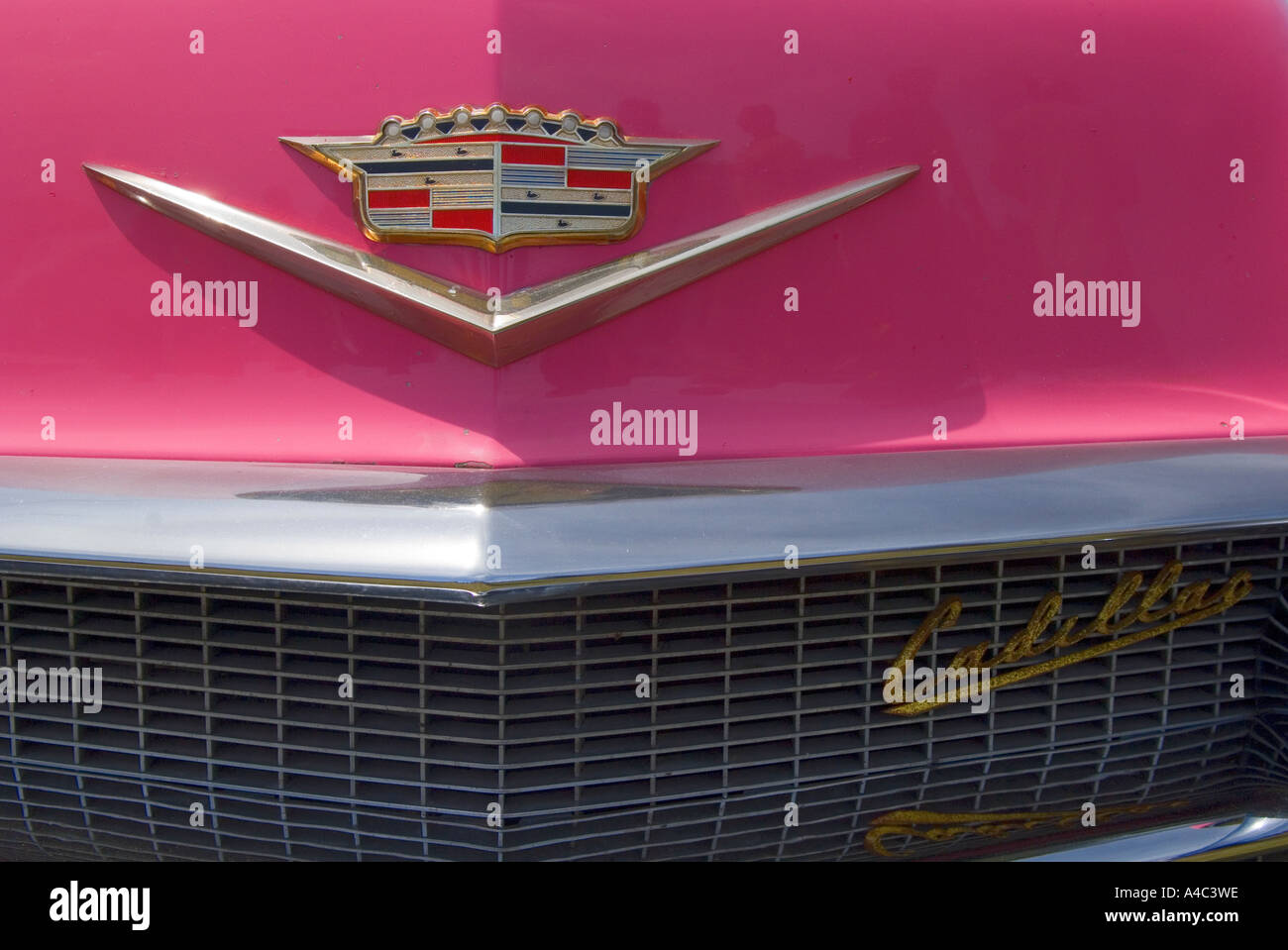 Pink classic Cadillac badge Stock Photo - Alamy