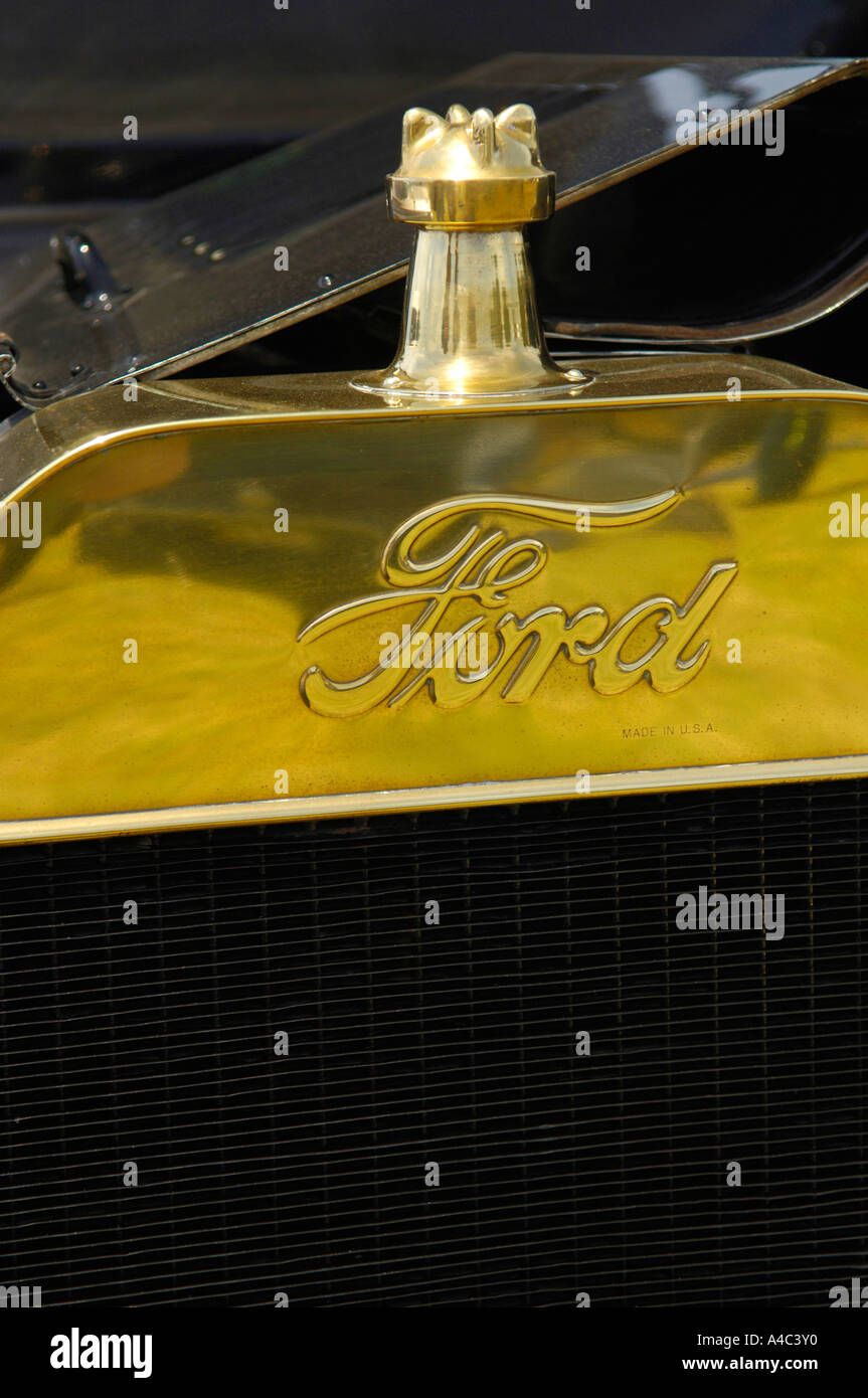 Classic Brass Ford Radiator on classic car Model T Stock Photo - Alamy