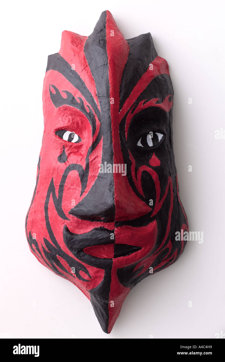 Red Devil Mask on White Stock Photo - Alamy