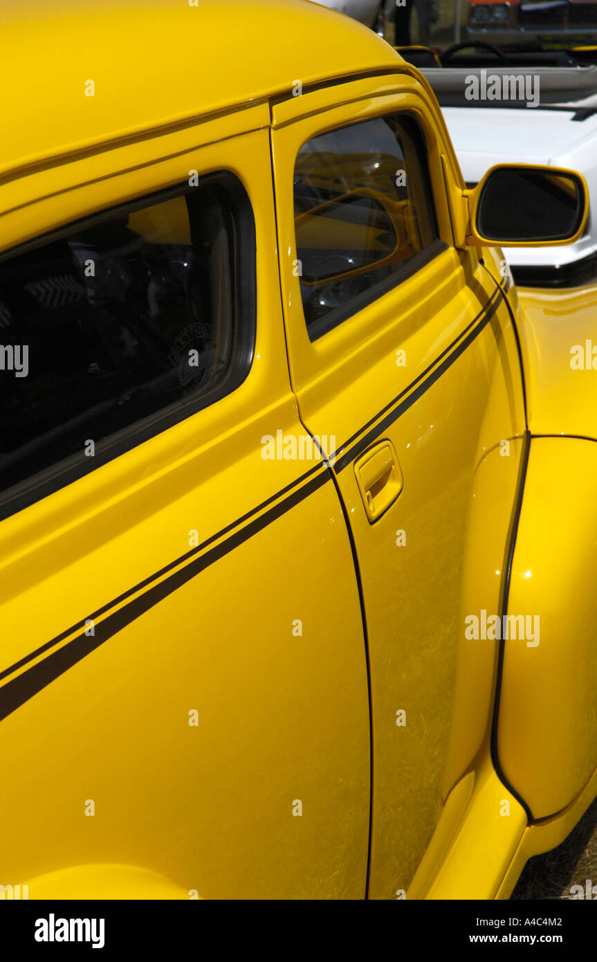 Bright yellow custom car Stock Photo - Alamy
