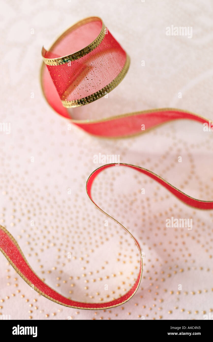 Sheer Red Ribbon Curl Stock Photo - Alamy