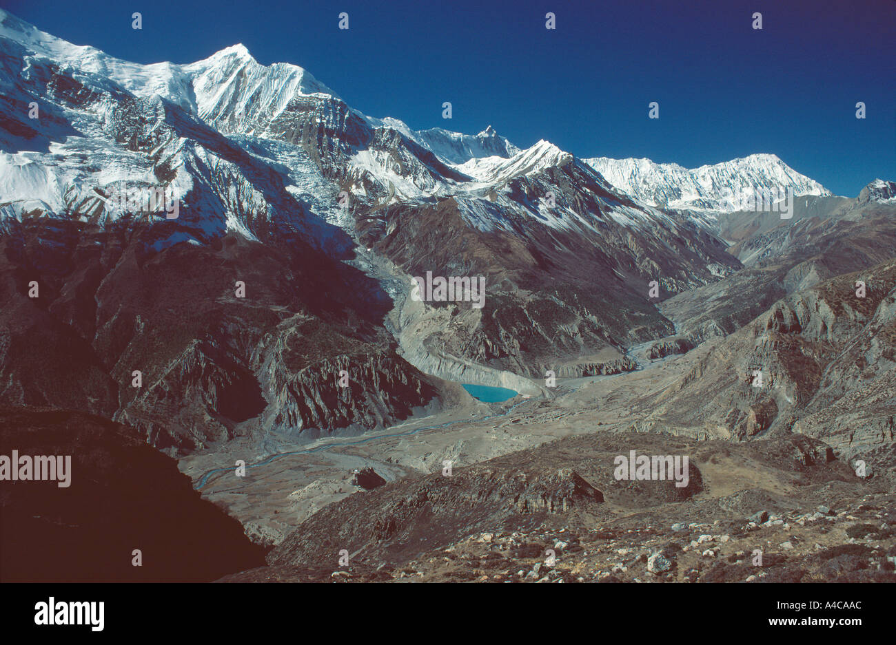 Gangapurna and Tilicho Peak from above the Manang valley Annapurna ...