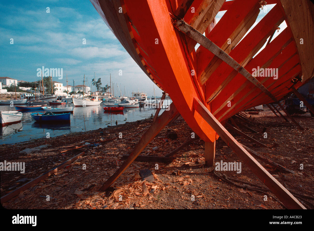 Traditional boat-building yard at Spetsai Greece Stock Photo - Alamy
