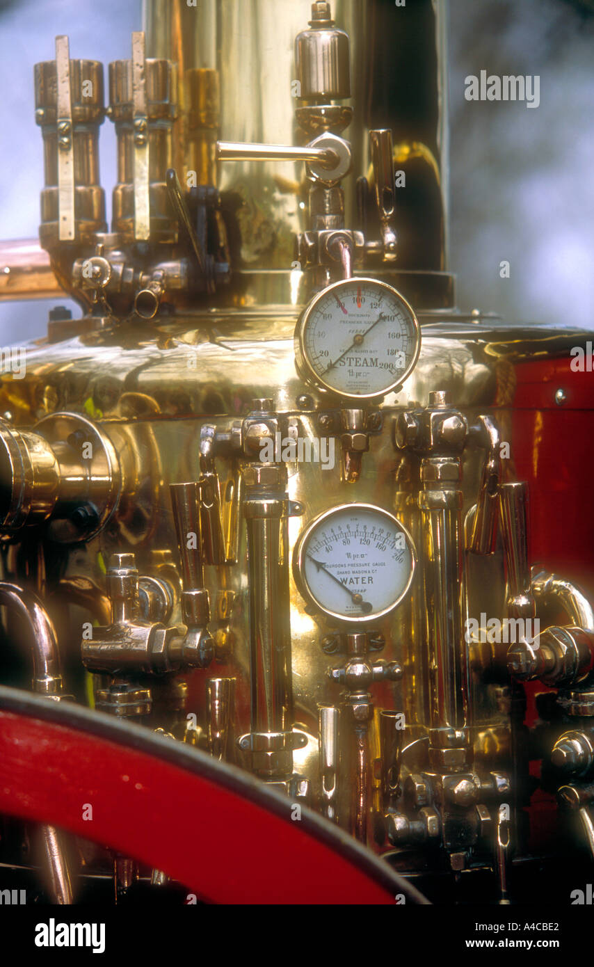 Steam dials on old fire engine Stock Photo - Alamy