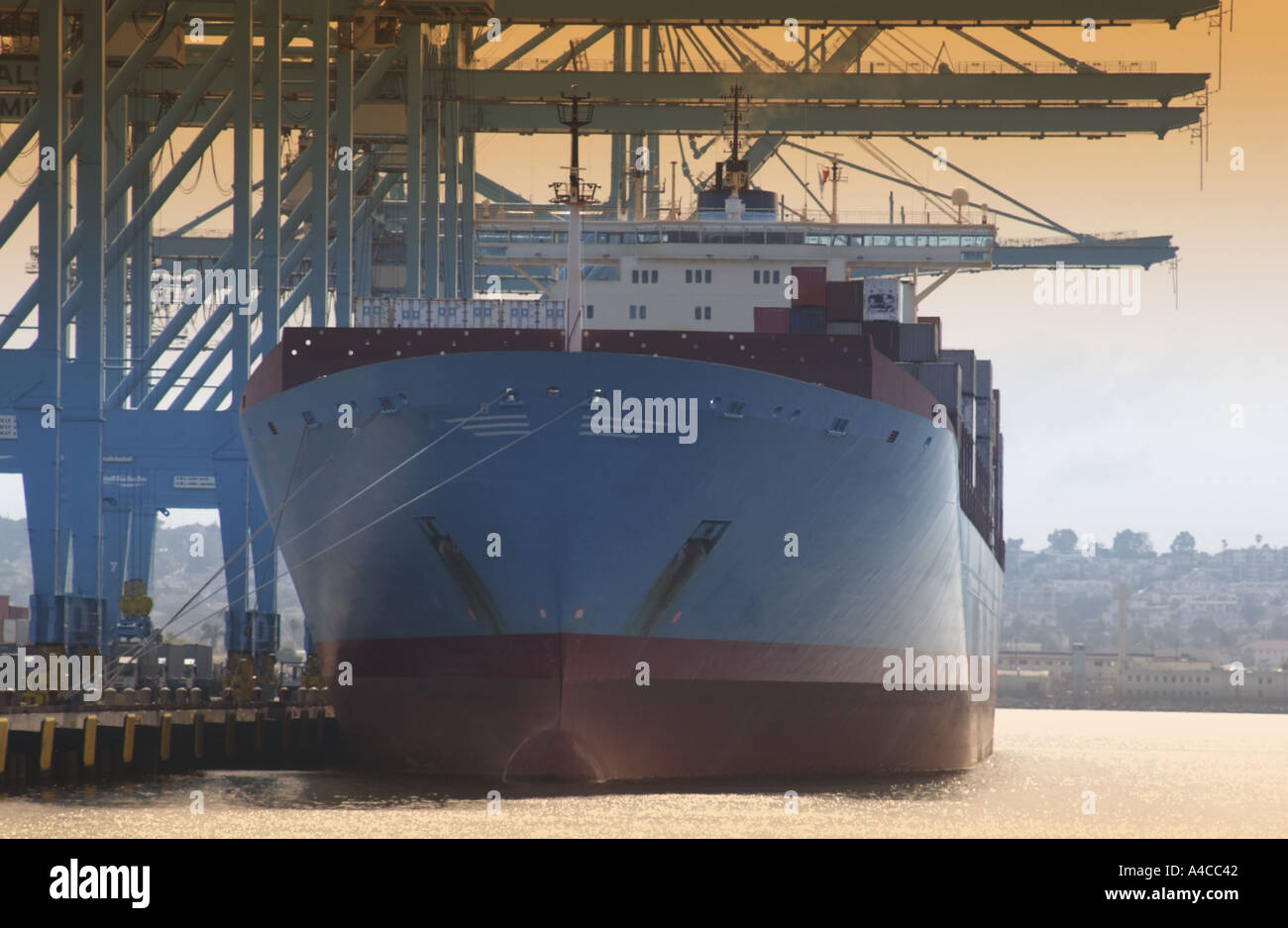 container ship in dock Stock Photo - Alamy