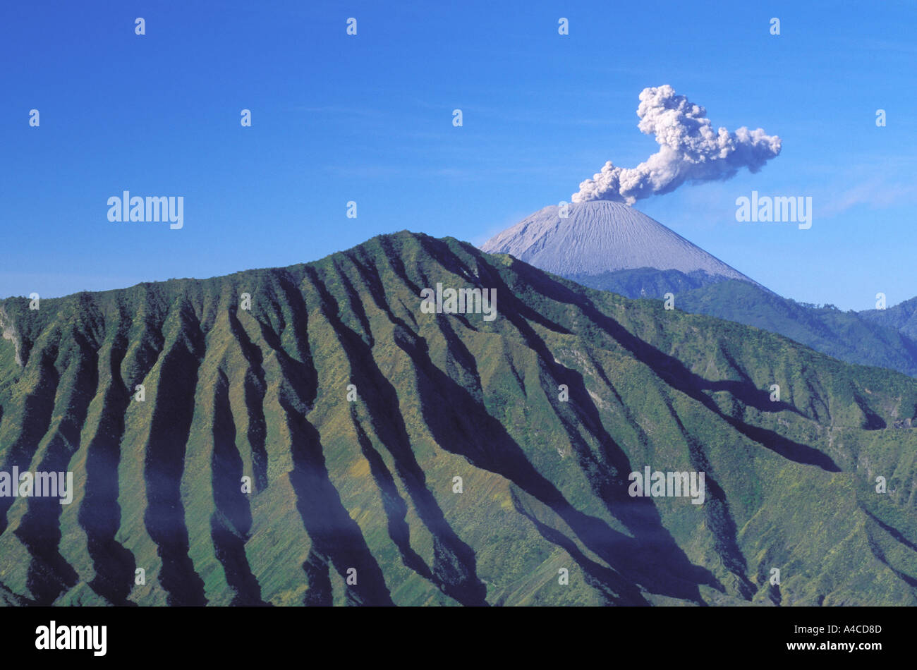 Mount Semeru emitting smoke Java Indonesia Southeast Asia Stock Photo ...