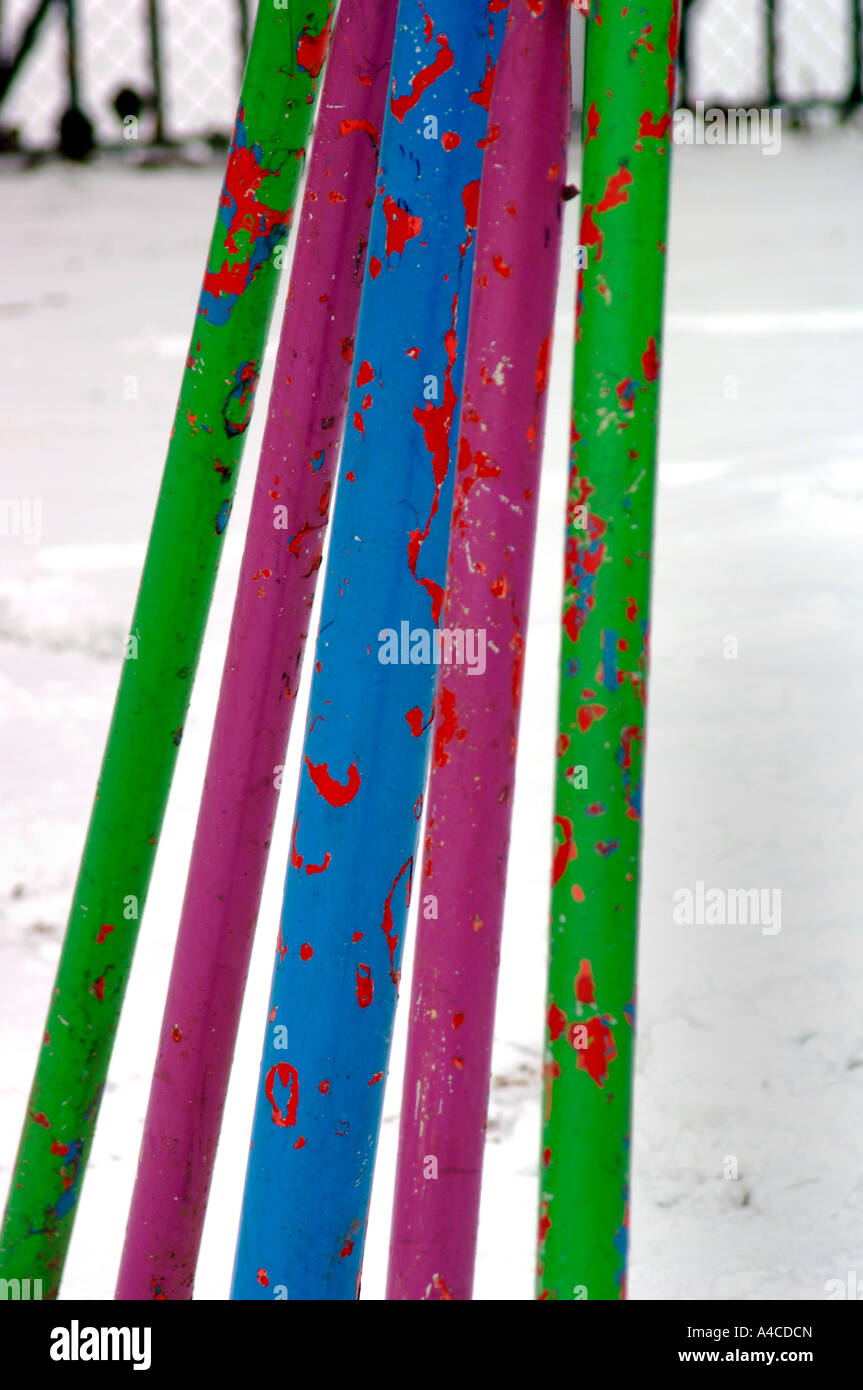 Closeup View Of Brightly Coloured Iron Poles,Which Make The Frames Of ...