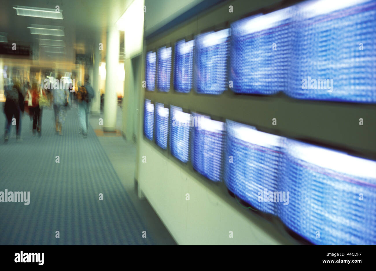 Airport information display monitors Blurred motion image Stock Photo ...