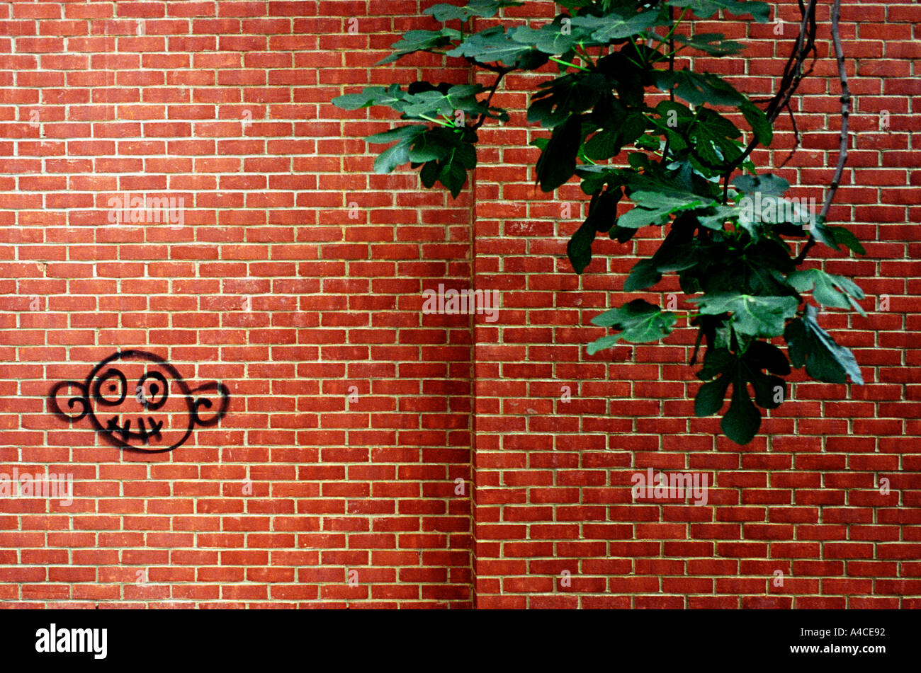 Simple Face wall graffiti near Brick Lane in Londons East End Stock ...