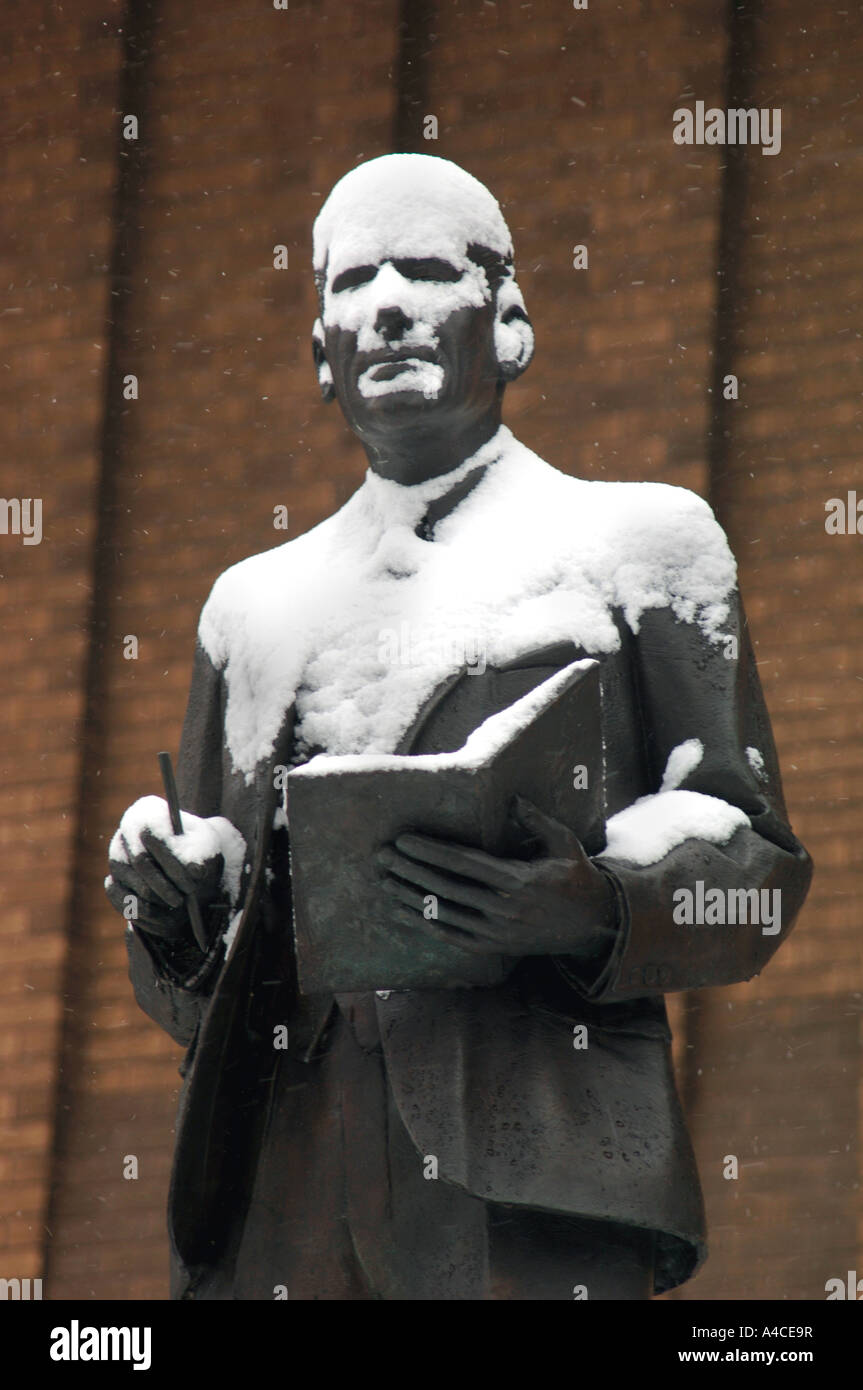 Snow Covered Statue Of Spitfire Designer Reginald Mitchell,Outside ...