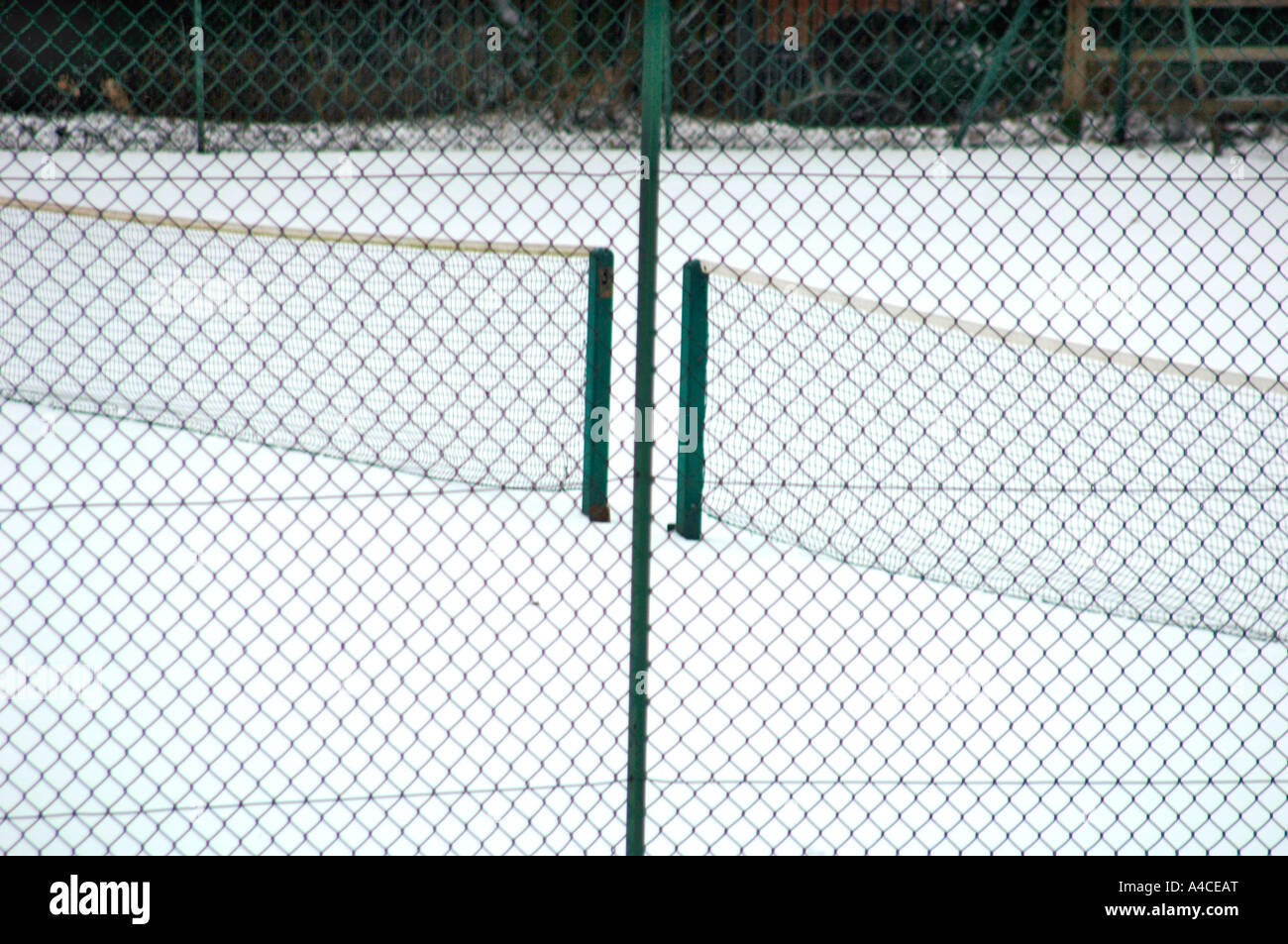 Snow Covered Tennis Court Stock Photo - Alamy
