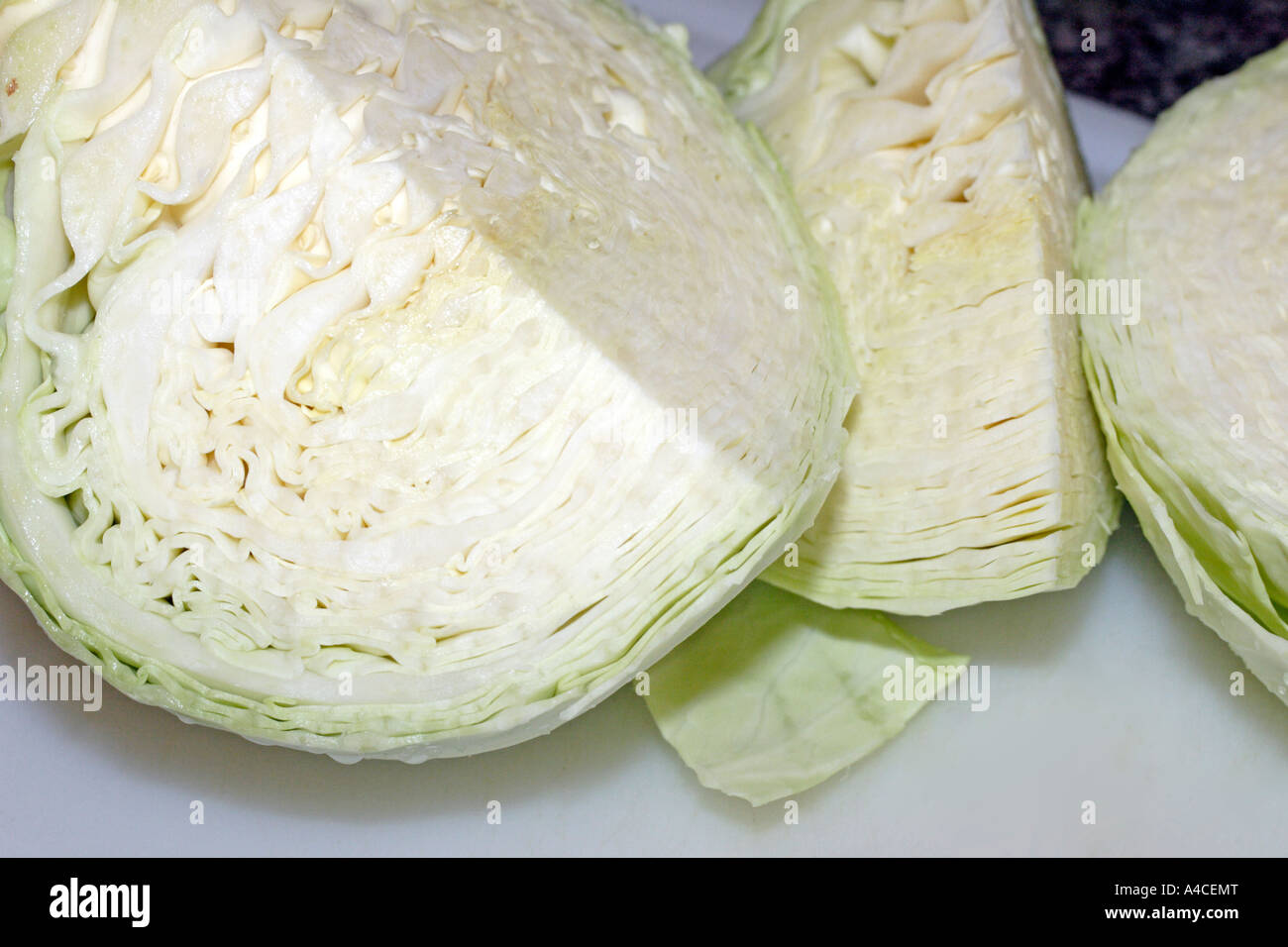 Head of Green Cabbage Quartered Stock Photo - Alamy