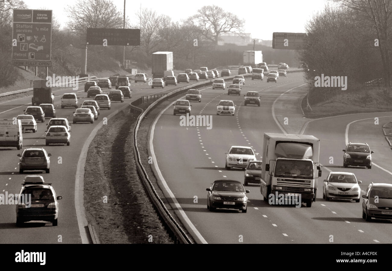 Busy Traffic On The M6 Motorway,In Staffordshire UK Stock Photo - Alamy