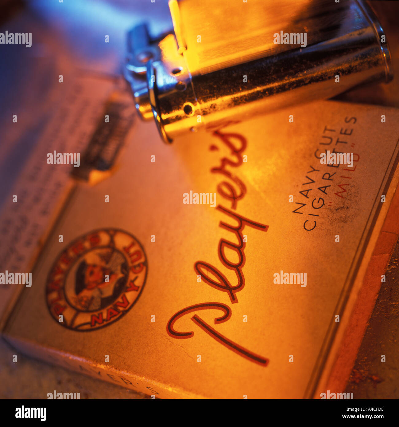 A still life shot of a cigarette pack with a lighter Stock Photo - Alamy