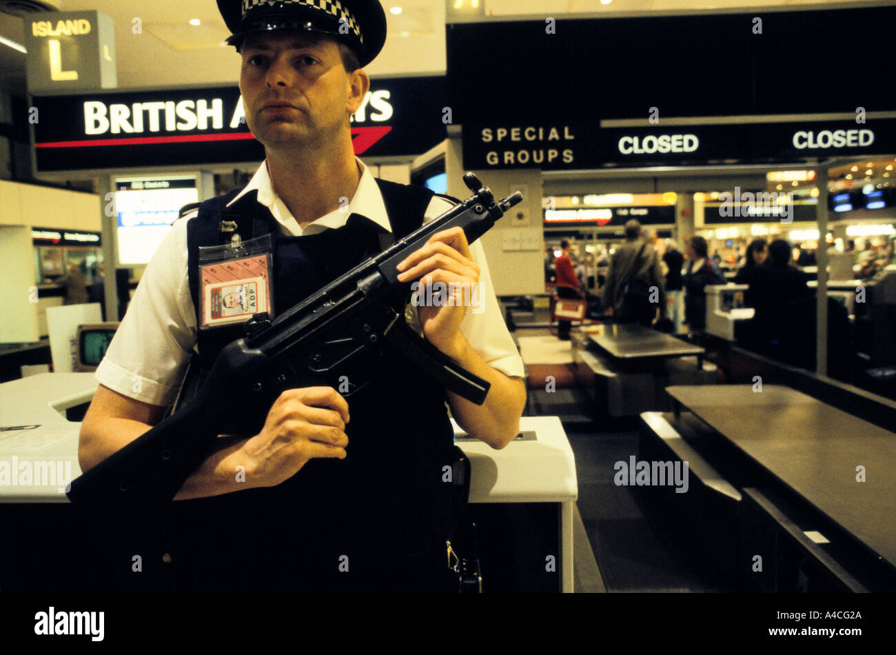 heathrow airport london 7 93 security police inside terminal one 1993 ...