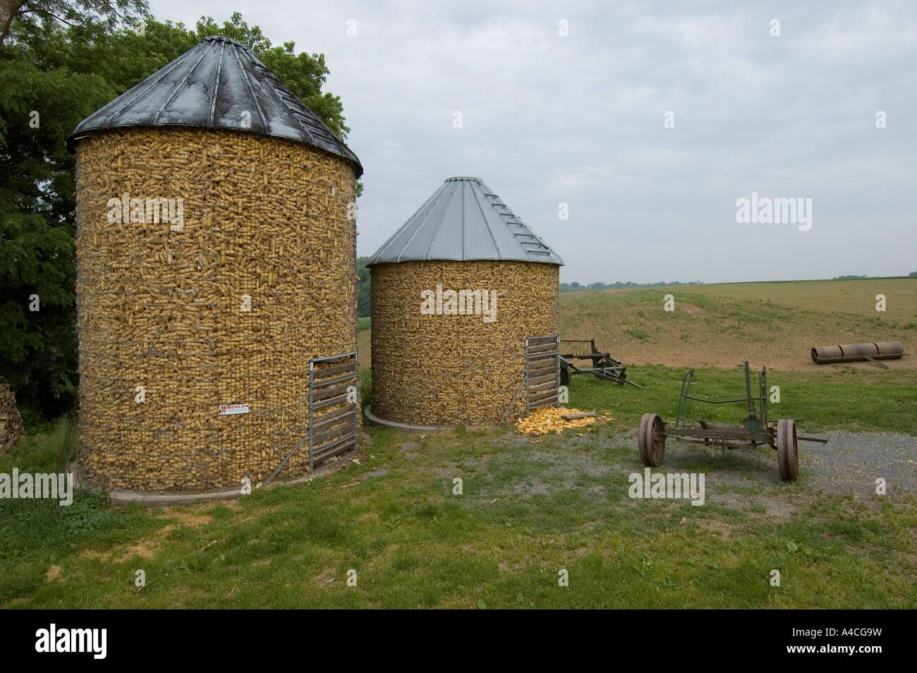 Corn storage on an Amish farm, Lancaster, Pennsylvania Stock Photo - Alamy