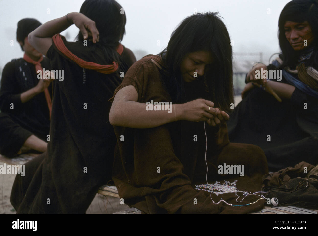 simpatia acre province amazon brazil ashaninka women making bead ...