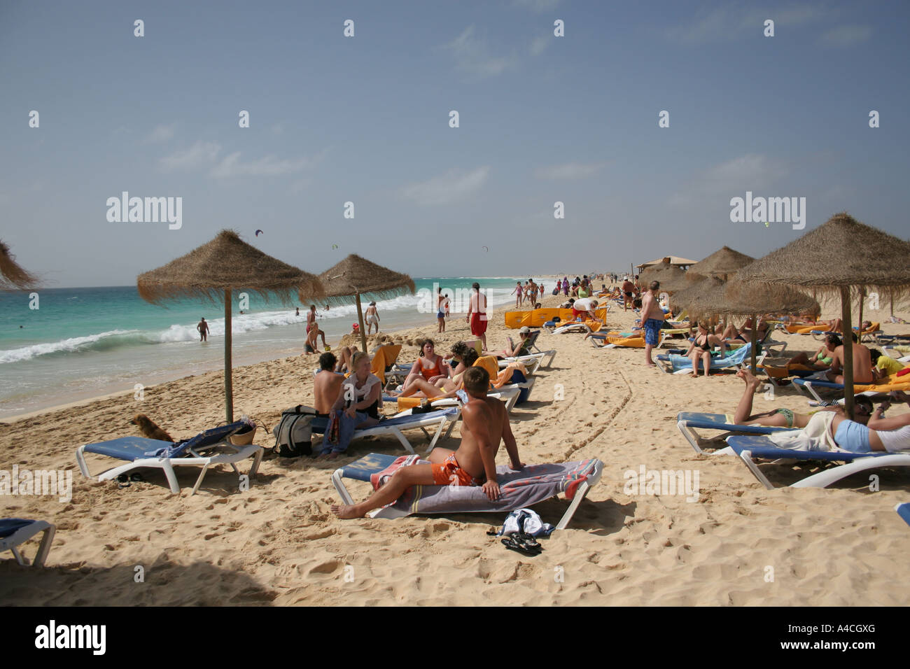 Tourists on the beach in Santa Maria Sal Stock Photo - Alamy