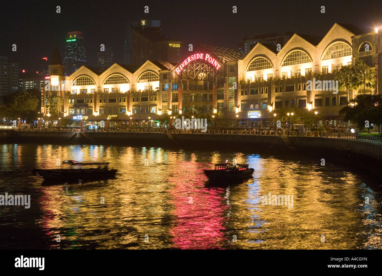 Clarke Quay at Night Singapore Stock Photo - Alamy
