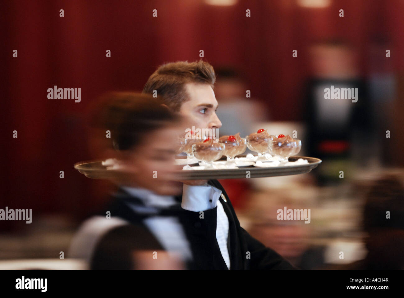 Waiters in a busy banquet hall serving dinners Stock Photo - Alamy