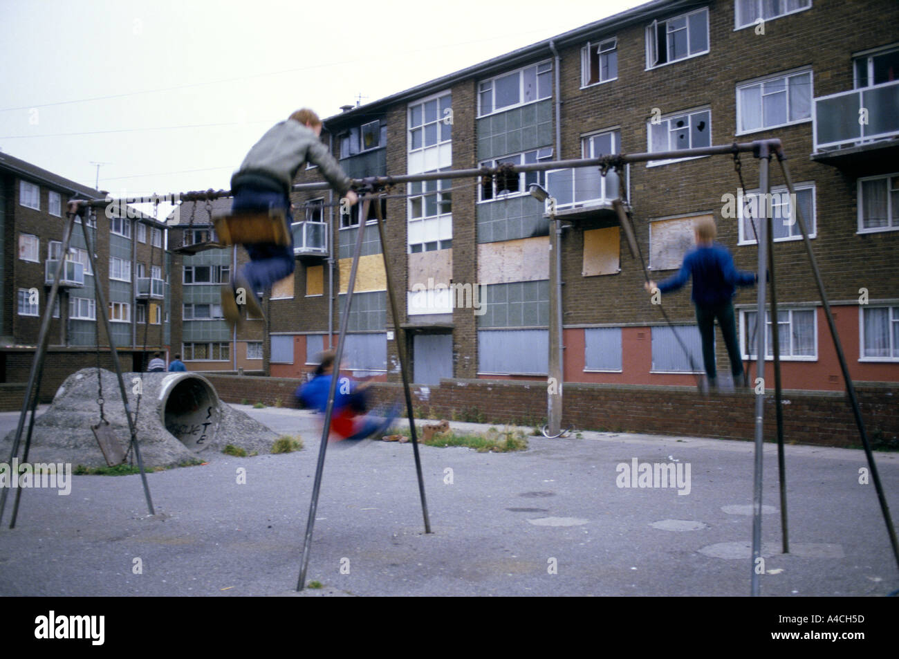 DERELICT HIGH RISE HOUSING BLOCK IN TOXTETH, LIVERPOOL. BROKEN WINDOWS ...