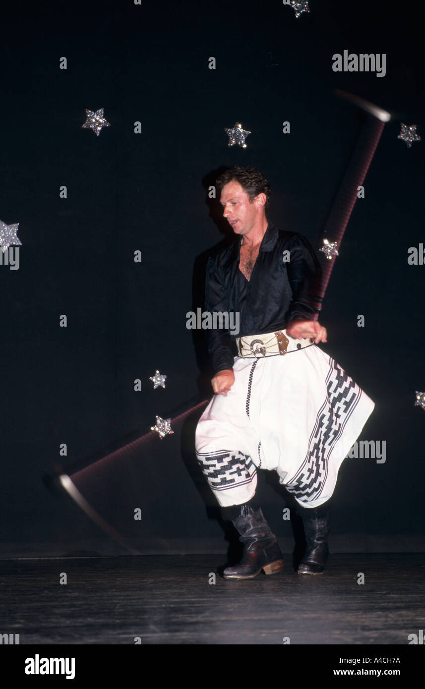 Buenos Aires, Argentina. Gaucho (cowboy) entertainer dancing on stage ...