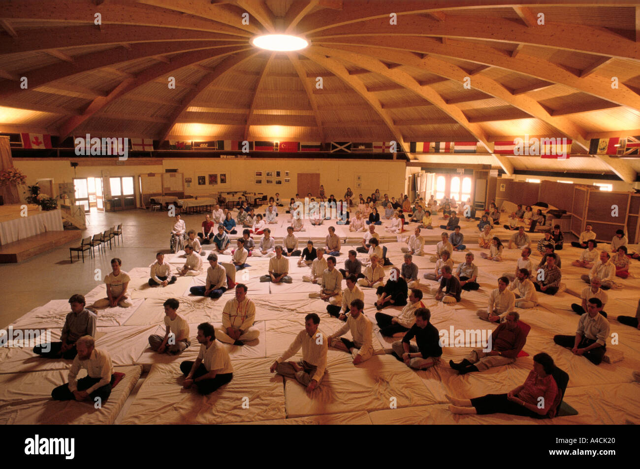A MORNING MEDITATION IN THE MAHARISHI GOLDEN DOME, SKELMERSDALE Stock ...