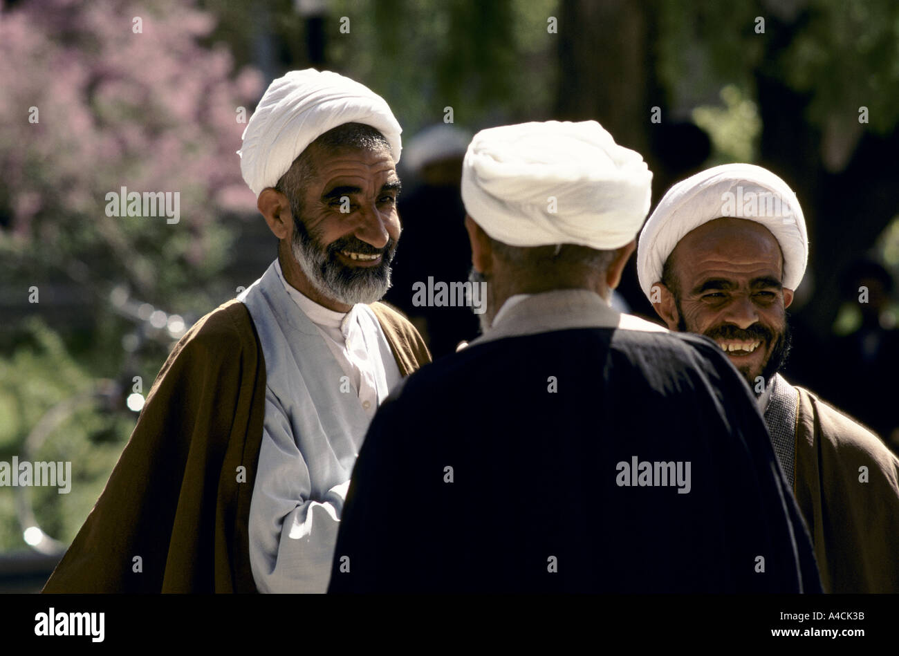 MULLAHS AT A SEMINARY SCHOOL IN ISFAHAN IN A QUIET SQUARE OFF THE ...