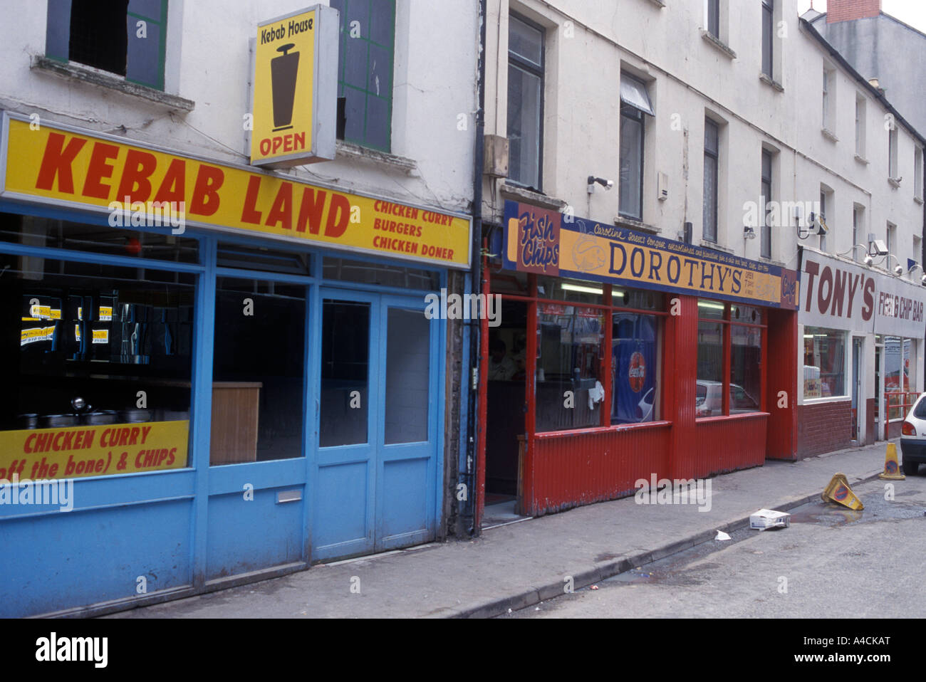 view of caroline street or 'chip alley' in Cardiff city centre Stock ...