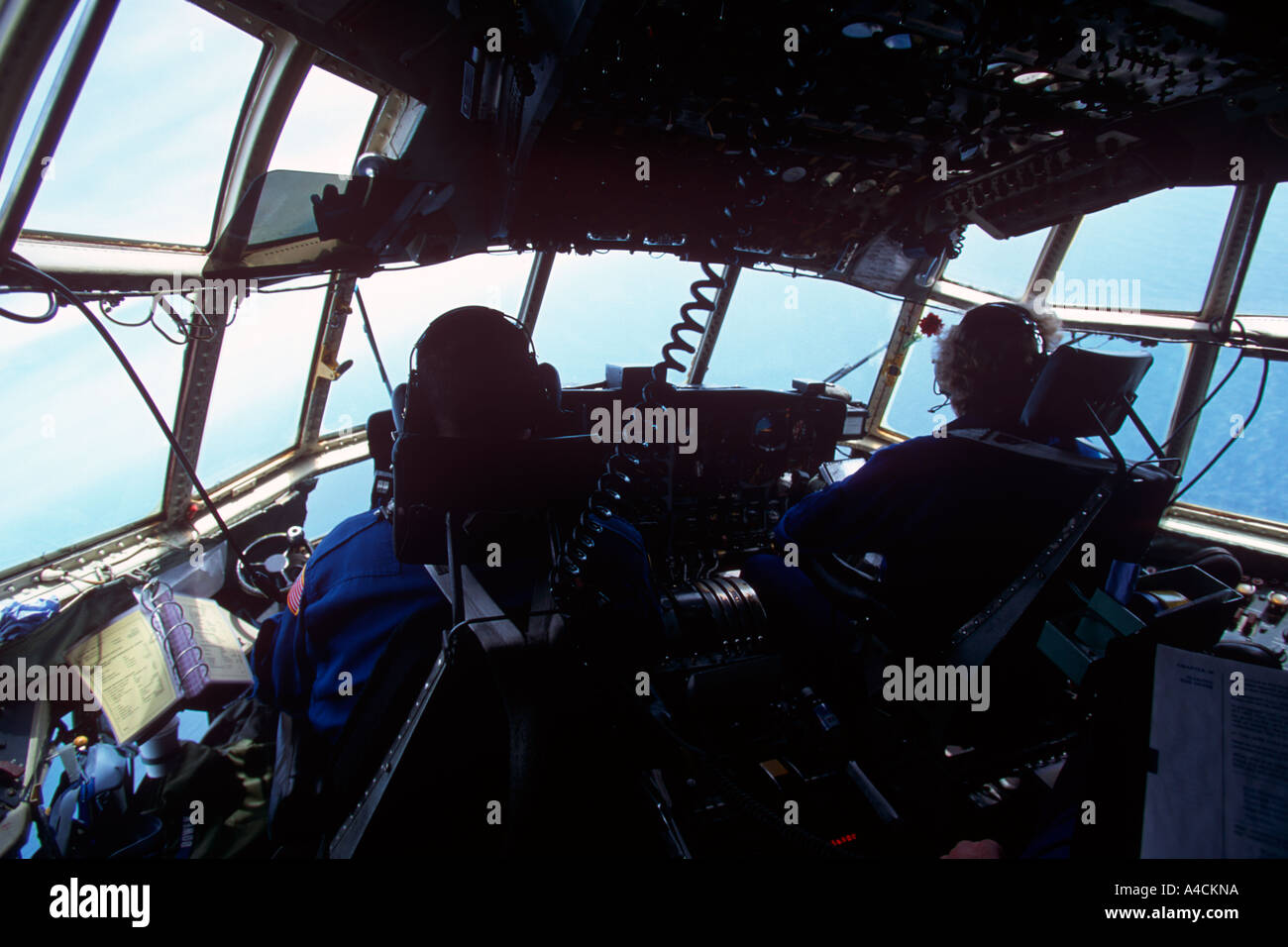 Flight deck of the USCG International Ice Patrol Hercules HC130 Stock ...