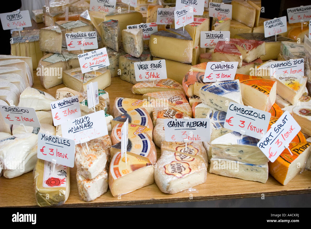 Cheese Display Exotische Markt Antwerp Belgium Stock Photo - Alamy