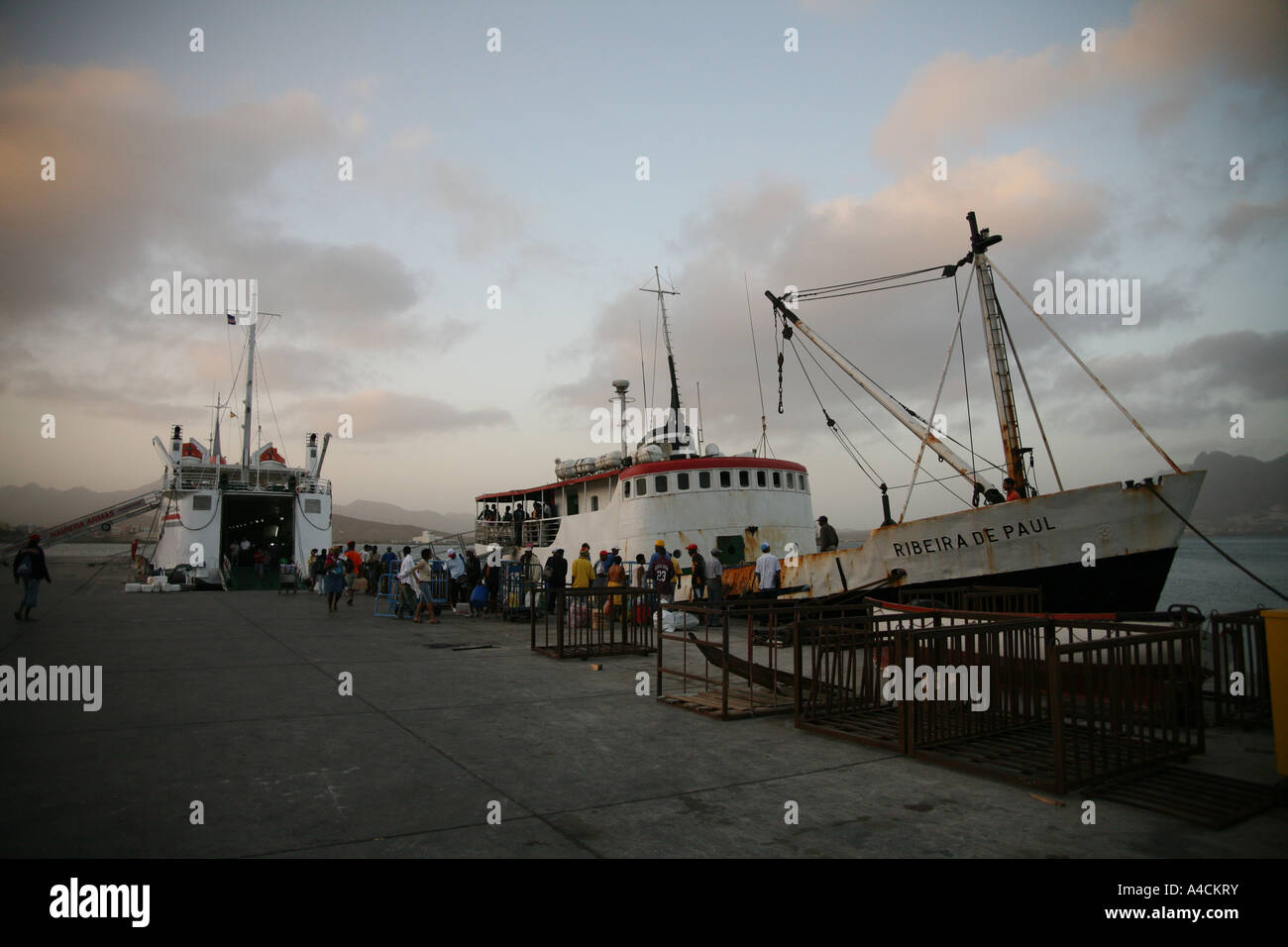 Ferry at Mindelo Cape Verde Stock Photo - Alamy