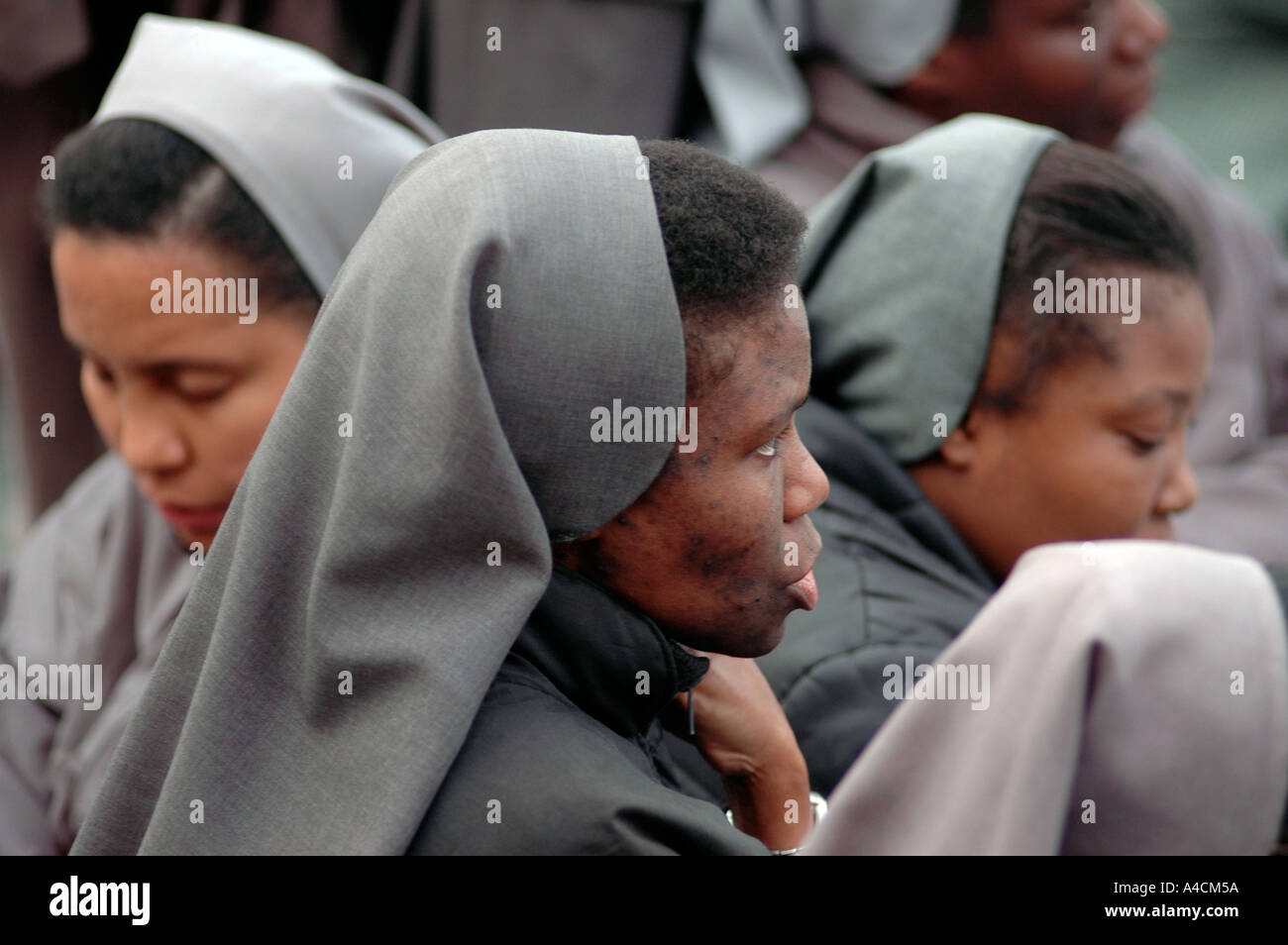 sad nuns preaching during funeral pope s Stock Photo - Alamy