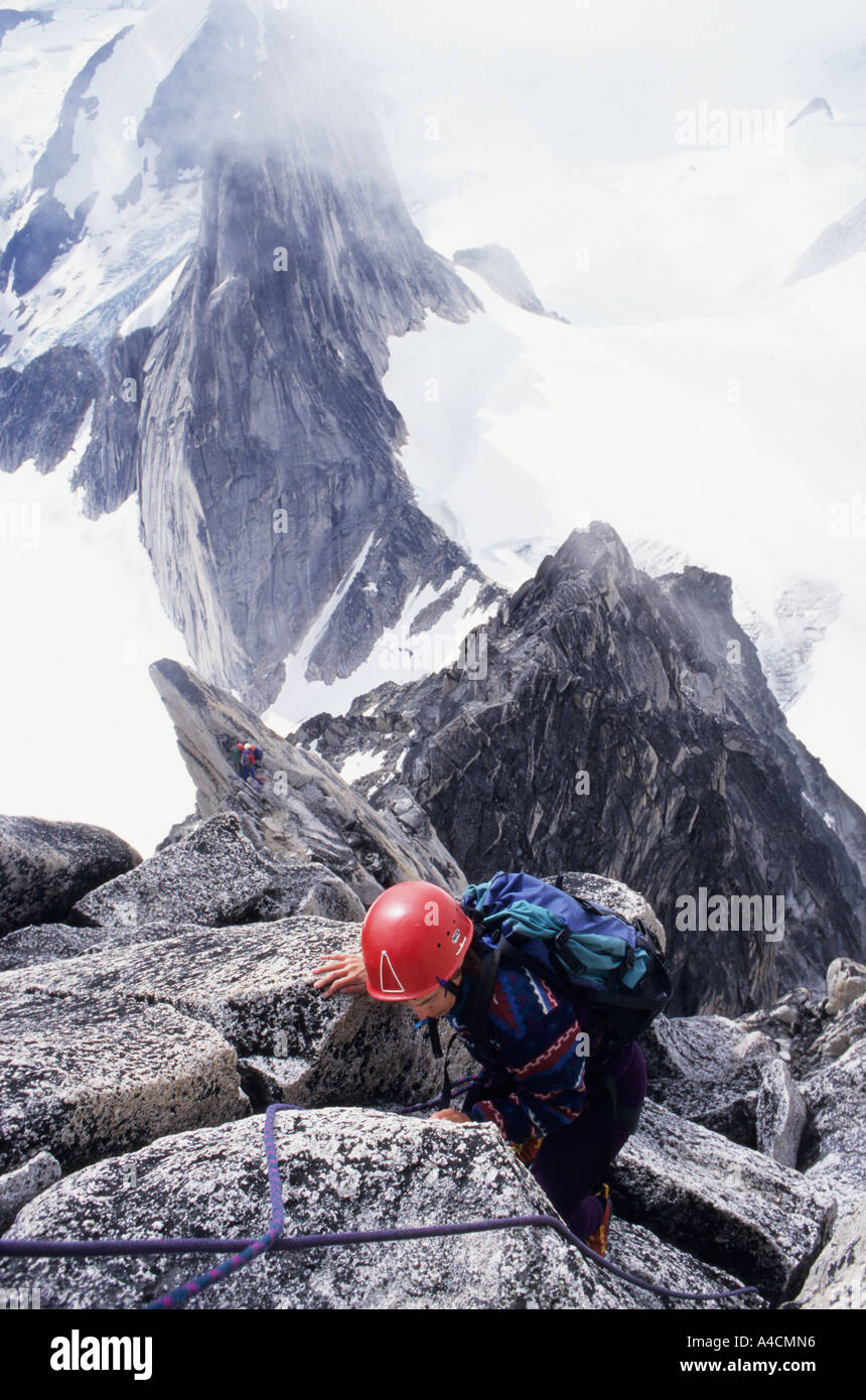 Climer on Bugaboo Spire Bugaboo Provincial Park BC Canada Stock Photo ...