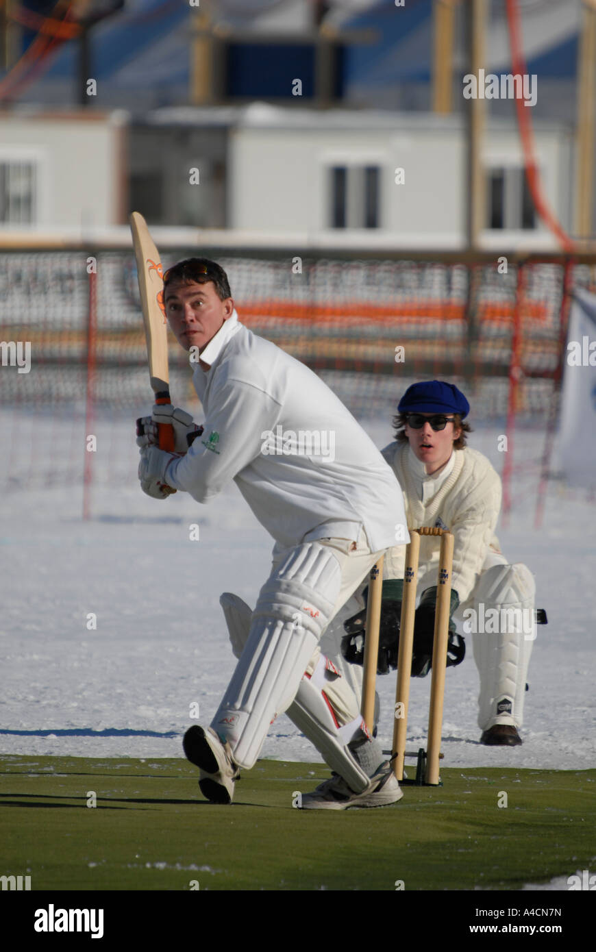 19TH CRICKET ON ICE MATCH ST MORITZ SWITZERLAND 3RD FEBUARY 2007 Stock ...