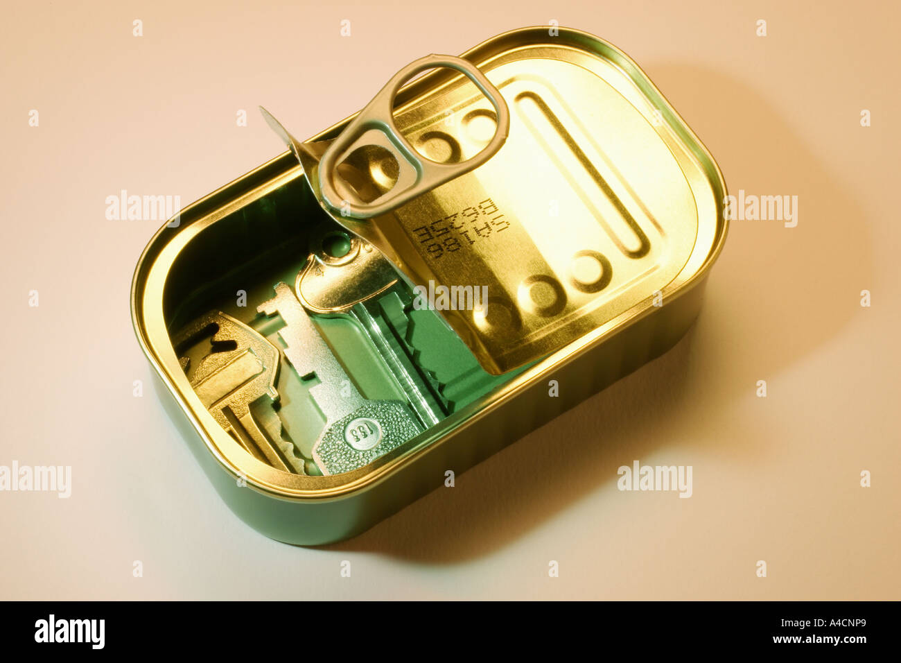 Keys in Tin Can Stock Photo - Alamy
