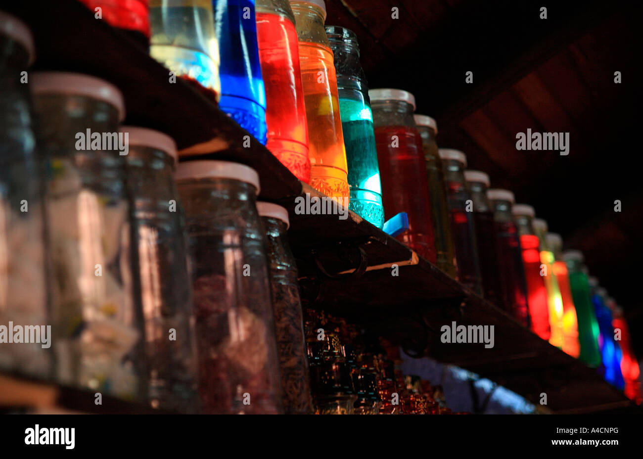 Rows of colorful jars Stock Photo - Alamy