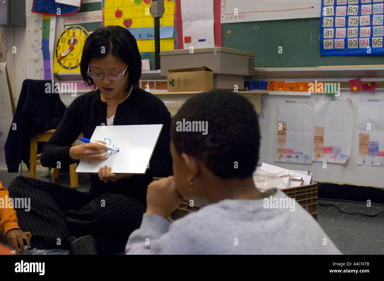 First Grade students in speech class at PS84 in Manhattan in NYC Stock ...