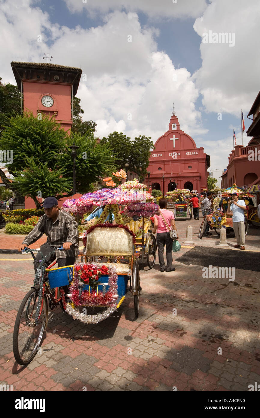 Malacca Town Square trishaw cycle rickshaw at Christ Church Stock Photo ...