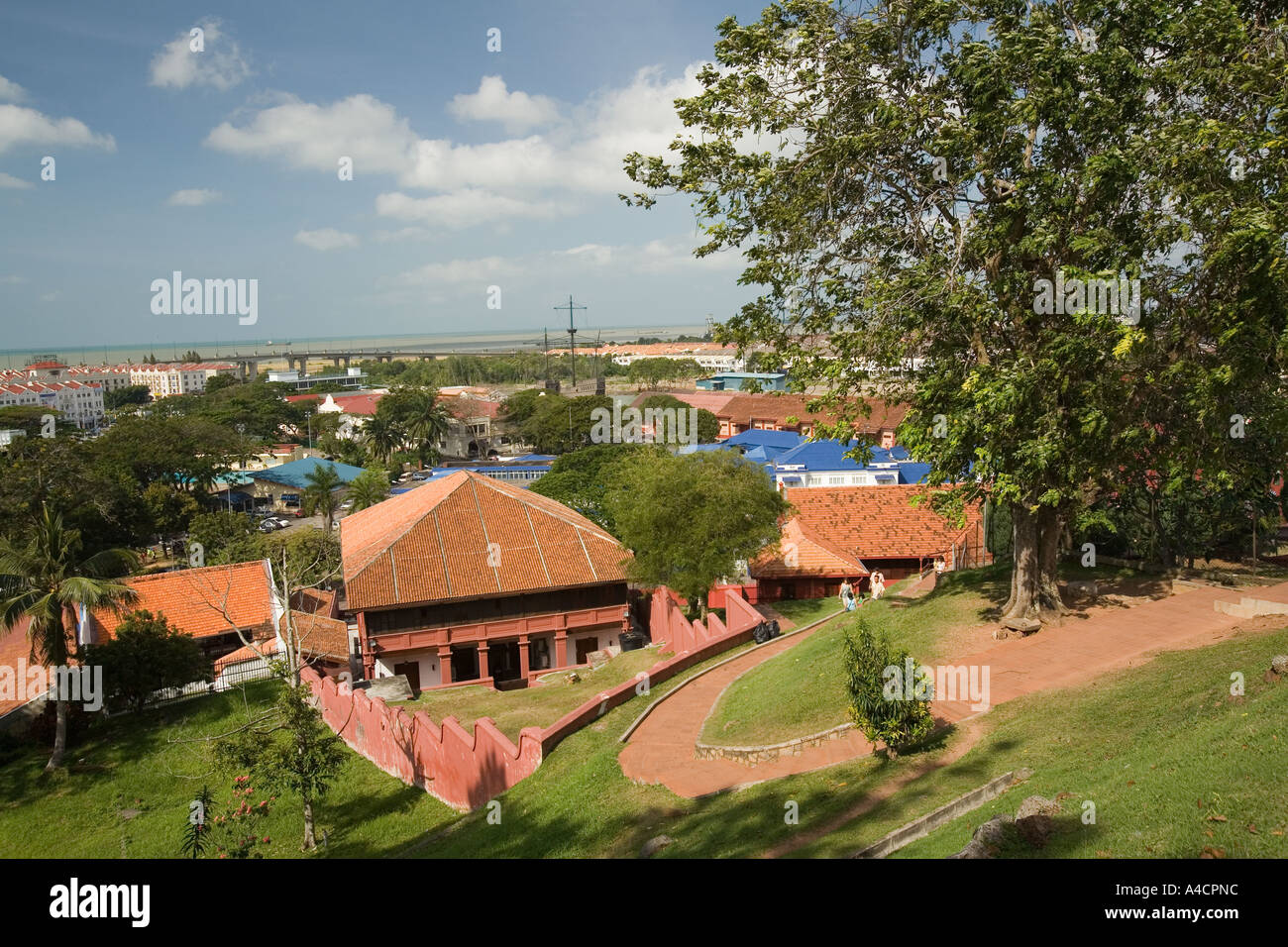Malaysia Melaka elevated view of waterfront from Bukit St Paul Stock ...