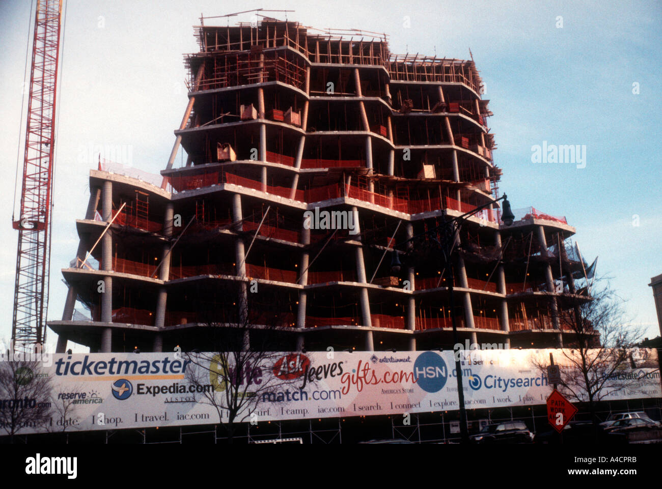 The IAC InterActiveCorp headquarters rises above West Street in the ...