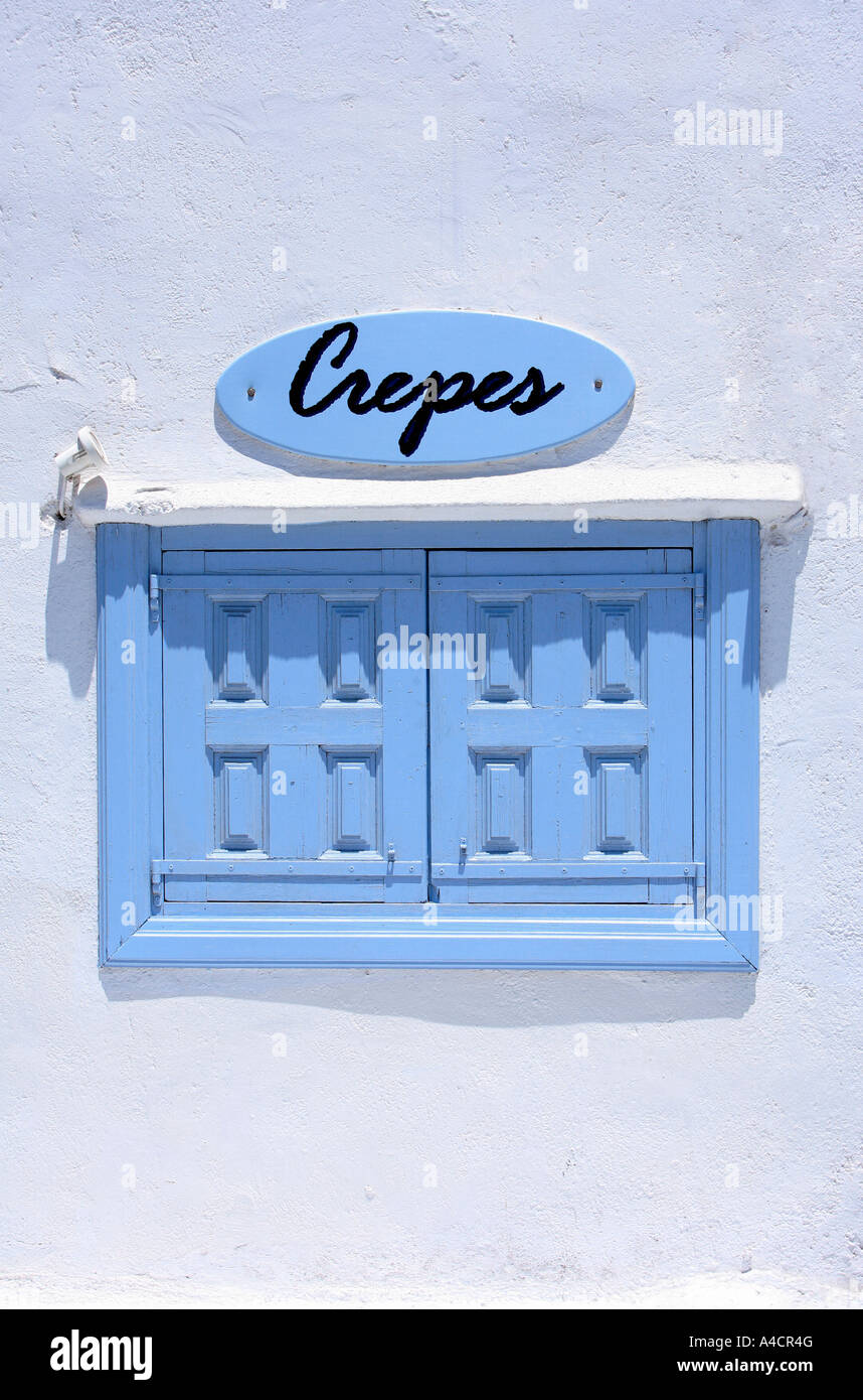 Crepes sign at window Stock Photo - Alamy