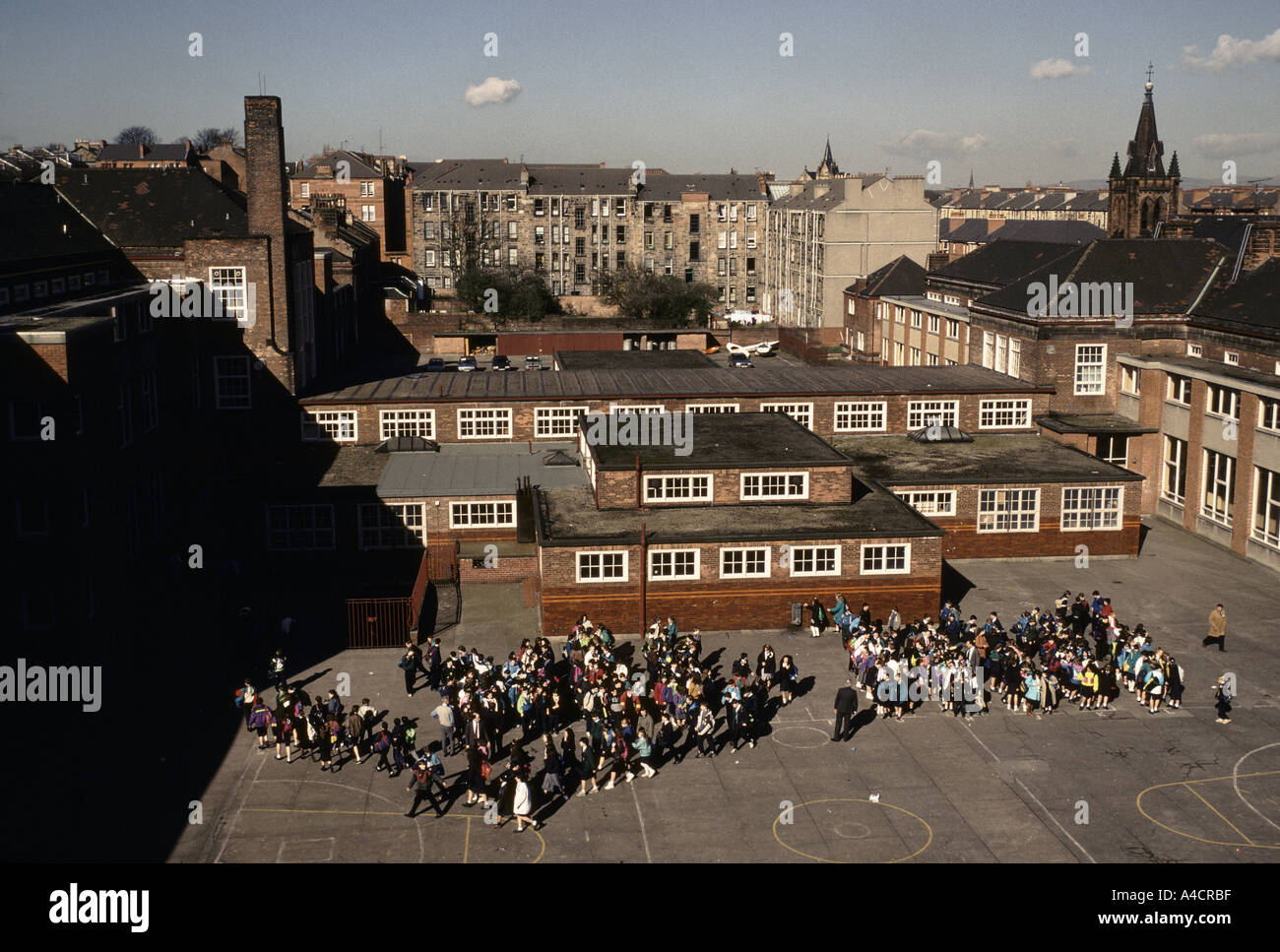 CHILDREN IN THE PLAYGROUND, HOLYROOD SECONDARY SCHOOL, GLASGOW Stock ...