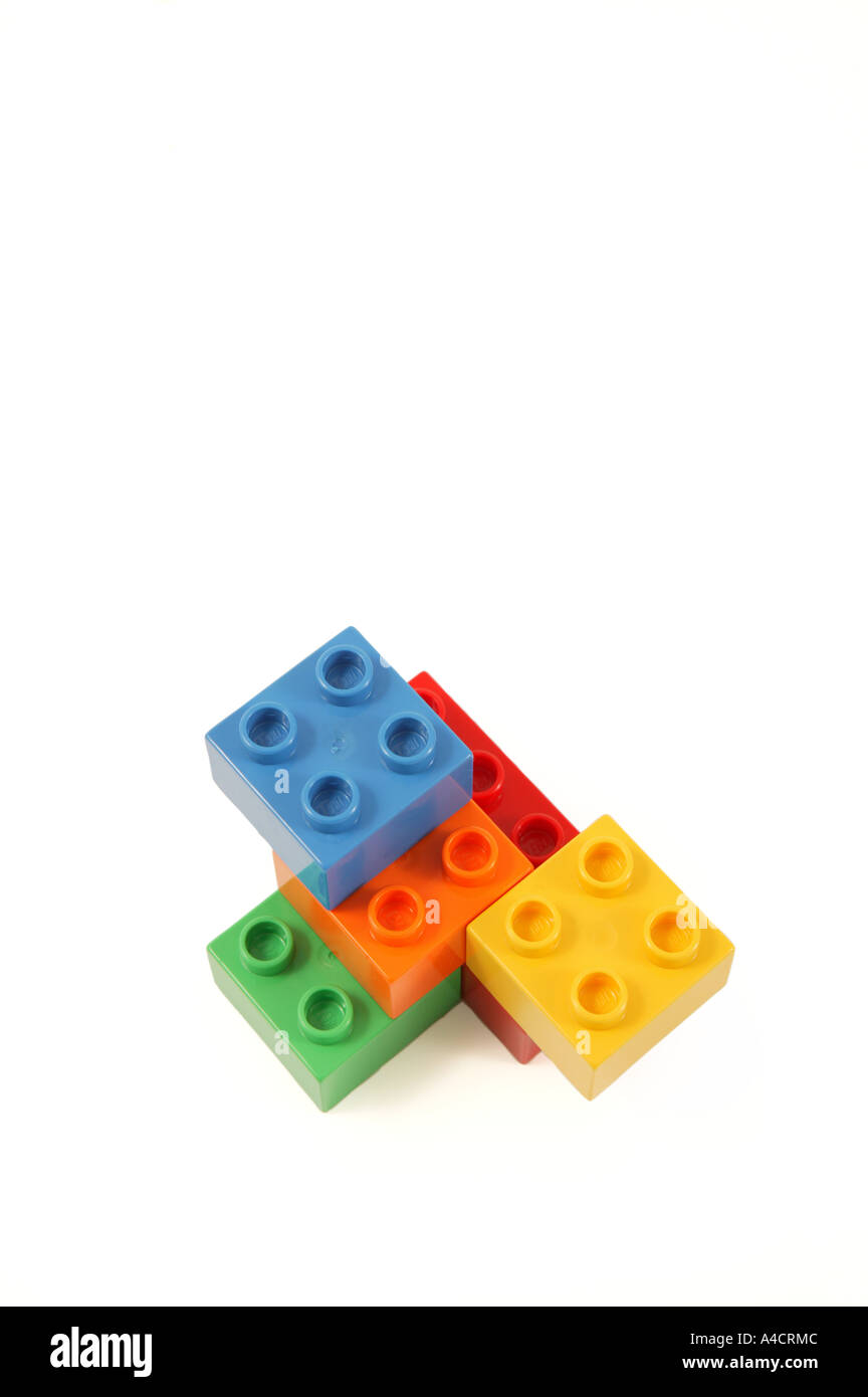 simple construction made from child's lego in studio on clean white ...