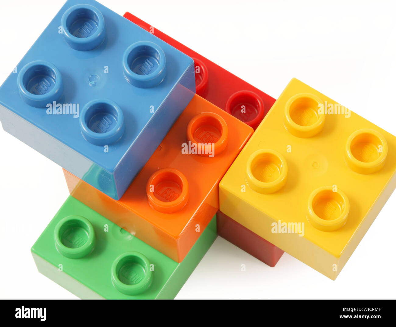 simple construction made from child's lego in studio on clean white ...