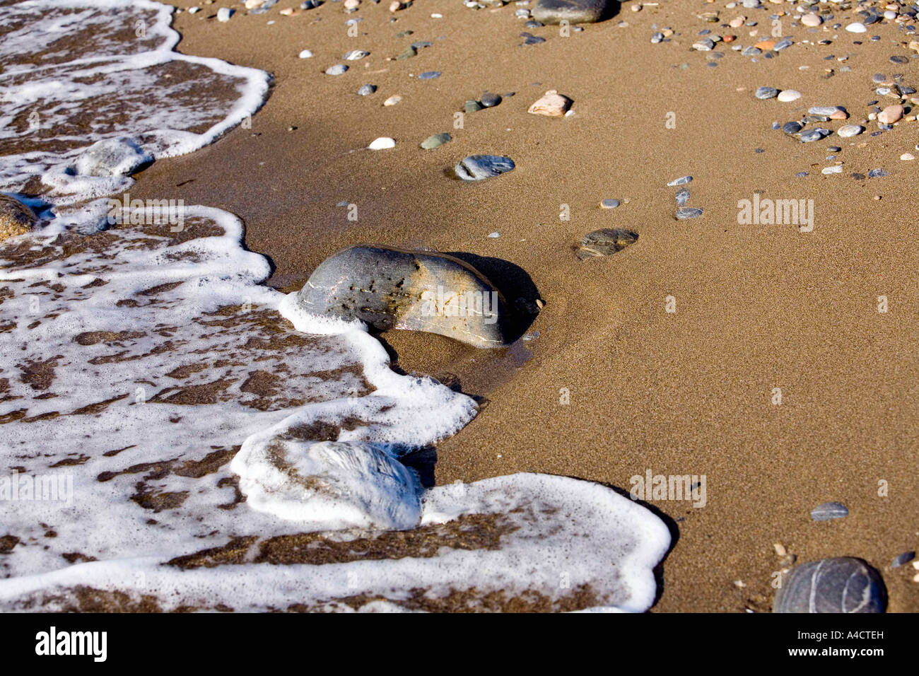Water lapping on the sea shore Stock Photo - Alamy