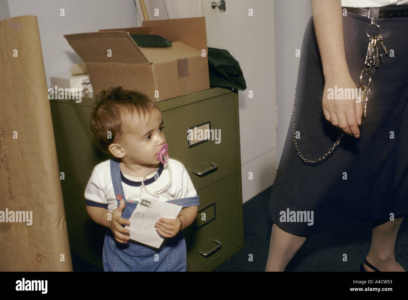 toddler woman prison officer askham grange prison 1987 Stock Photo - Alamy